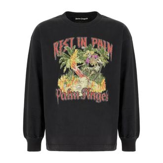 Palm Angels Homme, Tops, Noir, Taille: M Rest In Palm Long Sleeve T-Shirt