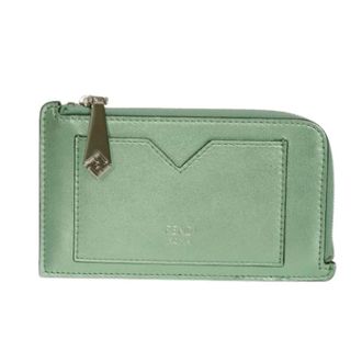 Fendi Porte-monnaie Pre-owned FF Diamond en cuir de veau - Femme - Pre-owned - Vert - Taille: ONE Size