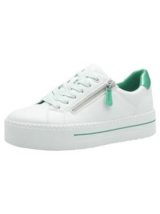 Jana Femmes Baskets &agrave; Plateau avec Fermeture &eacute;clair Vegan, Blanc (Blanc/Vert), 39 EU