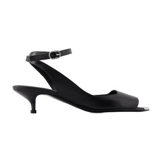 Alexander McQueen Womens Punk Heel Sandal Black Leather