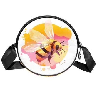 Generic Petit sac &agrave; bandouli&egrave;re Circle pour femme, petit sac &agrave; bandouli&egrave;re avec fermeture &eacute;clair, bretelles r&eacute;glables, sac &agrave; main rond d&eacute;contract&eacute; pour femmes