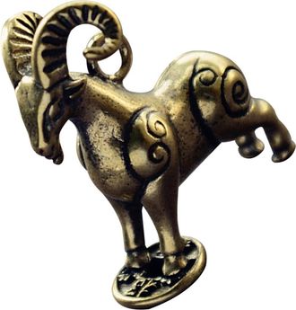 Amosfun Elegante Messing Ziegenfigur als Kleine Schreibtischdeko Robustes Kupferornament f&uuml;r Wohnzimmer und B&uuml;ro Kreative Kleiner Ziegen Dekoration