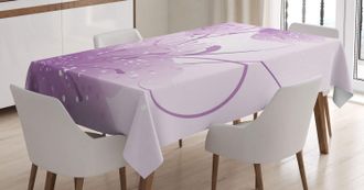 Abakuhaus Lila Tischdecke, Vector Blumen Schmetterling, Pflegeleicht Waschbar Schmutzabweisend und mit Klaren Farben Hochwertiger Druck, 140 x 170 cm, Violett u