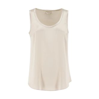 Brunello Cucinelli Ivory Seidentop mit Glanzeffekt - - Tops - Damen - Beige - L