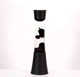 Licht-Erlebnisse SANDRO Design Lavalampe Schwarz Lila mit Schalter 39,5cm hoch G9 Retro Tischlampe Jugendzimmer