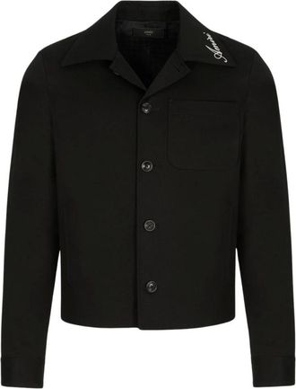 Amiri Homme, Vestes, Noir, Taille: L Script Collar Jacket