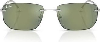 Ray-Ban Lunettes de soleil, Argent&eacute;/vert miroir vert, 56 mm