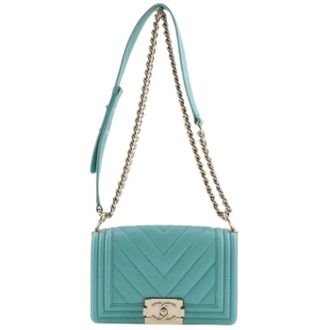 Chanel Sac bandouli&egrave;re Pre-owned en cuir Boy - Femme - Pre-owned - Bleu - Taille: ONE Size