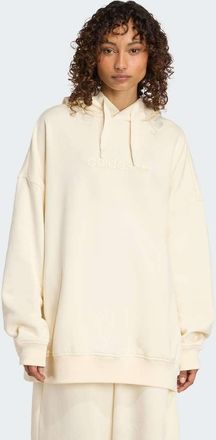 adidas Originals Essentials Linear - Sweat &agrave; capuche oversize - Cr&egrave;me et blanc