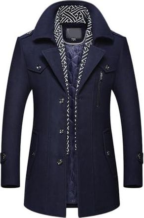 ORANDESIGNE Manteau en Laine Hiver Homme épais Coupe-Vent Longues Veste en Tweed Casual Affaires Chaud Outwear Slim Fit Trench Coat Parka Col Revers Détachables 2