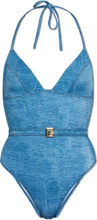 Balmain Femme, Maillots de bain, Bleu, Taille: 40 FR Maillot de bain une pi&egrave;ce en denim