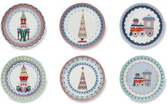 Excelsa Xmas Sweet Pastels Set mit 6 Aperitif-Tellern, Porzellan, Durchmesser 15 cm, Weihnachtsdekoration