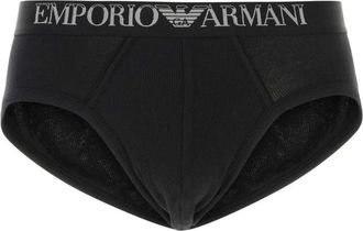 Emporio Armani Homme, Sous-v&ecirc;tements, Noir, Taille: S Lot de 2 slips en coton c&ocirc;tel&eacute;