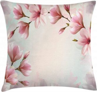 Abakuhaus Magnolie Kissenbezug, Double Exposure Effect, Wasser und Schmutz resistent Stoff Digital Druck Für den Innen oder Außen Bereich, 40 x 40 cm, Dunkle Ko