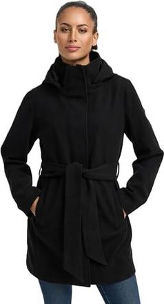 Marikoo Manteau mi-saison pour femme (XS-3XL) - Manteau élégant avec ceinture à la taille, capuche amovible, fermeture éclair à double sens - Veste chaude pou