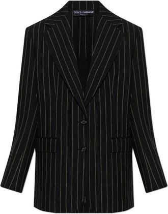 Dolce & Gabbana Femme, Vestes, Noir, Taille: 36 FR Blazer Oversize &agrave; Rayures Fines