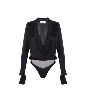 Elisabetta Franchi Body aus Satinstoff - - Tops - Damen - Schwarzk - M