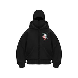 Generic Balaclava Sweat &agrave; capuche zipp&eacute; pour homme et femme Couleur unie Ninja Veste de surv&ecirc;tement ample chaude avec masque facial Cagoule Sweat &agrave; capuche d&eacute;