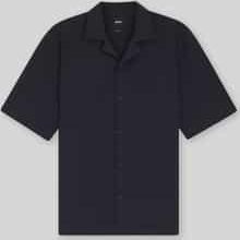 HUGO BOSS Relaxed Fit Kurzarmhemd aus Woll-Mix