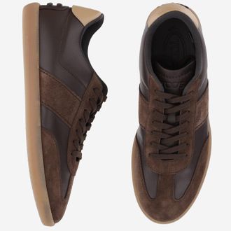 Tod's Mens Leather Sneakers Brown And Suede Trainers