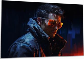 Wallario Herdabdeckplatte/Spritzschutz aus Glas, 1-teilig, 80x52cm, für Ceran- und Induktionsherde, Ernster Typ mit Sonnenbrille