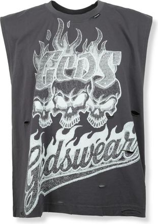 GCDS Gcds, Homme, Tops, Gris, Taille: XS T-Shirt Smanicata Stampa Riders