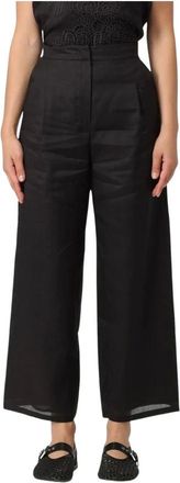 Max Mara Femme, Pantalons, Noir, Taille: 40 FR Wide Leg Linen Pants