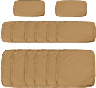 OUTSUNNY 14er-Set Ersatzbezüge Gartenmöbel-Kissen - 6 Bezüge Sitzkissen, 8 Bezüge Rückenkissen - Bezüge mit Reißverschluss wasserabweisendes Polyester Braun