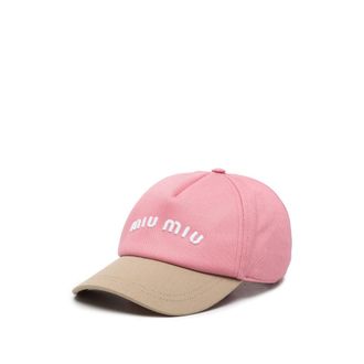 Miu Miu Drill Two-tone Logo Baseball Cap