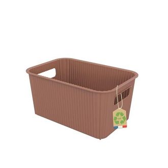 Sundis Vibes, panier de rangement plastique, marron moka, 4L, avec poign&eacute;es, empilable, id&eacute;al pour petits objets et accessoires de la salle de bain, la chamb