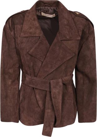 Blanca Vita Femme, Vestes, Brun, Taille: 40 FR Wrap Suede Jacket