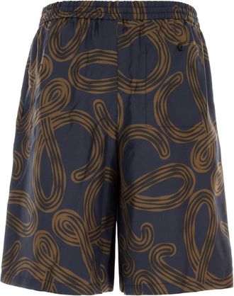 Loewe Printed Silk Bermuda Shorts - Navy