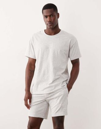 HUGO BOSS HUGO Red - Lounge-Shorts aus Baumwolle in Grau mit Logo, Kombiteil