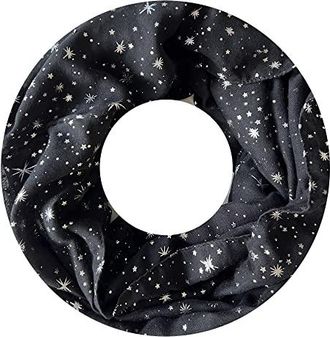 Lina & Lily Écharpe tube femme à étoiles argentées (Noir)