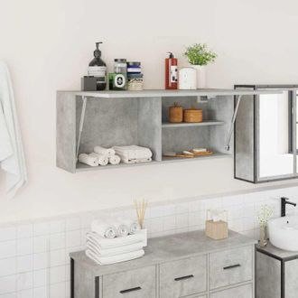 vidaXL Vidaxl - Armoire murale de bain gris b&eacute;ton 100x25x40cm bois ding&eacute;nierie