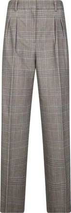 Circolo 1901 Hose mit Doppelplissee und Prinz-von-Wales-Karo aus leichtem Fleece - - Trousers - Damen - Braun - XS