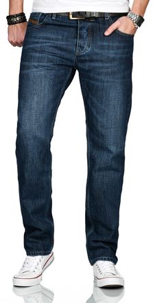 Alessandro Salvarini Herren Jeans Comfort Fit gerades Bein Komfort-Jeans Denim Jeanshose [AS-202-Dunkelblau-W44-L30]