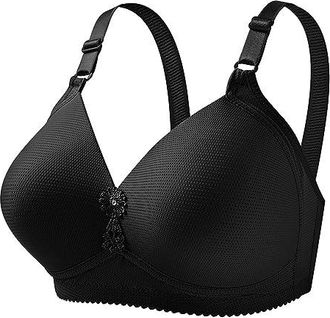 Generic Soutien-gorge respirant sans anneau en acier r&eacute;glable avec seins fins, sous-v&ecirc;tements gras et &eacute;largis, Noir, 50/115