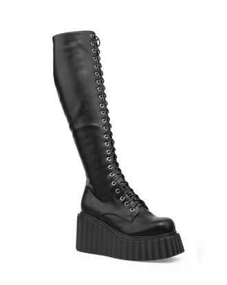 Lamoda Damen Important Knee High Boot, Black Pu, 36 EU