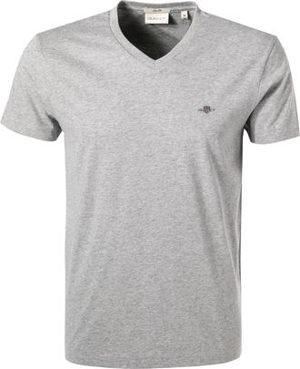 GANT Herren T-Shirt grau Baumwolle Slim Fit