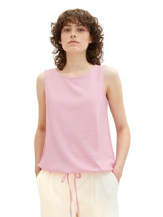 Tom Tailor Damen 1036892 Top mit Bindedetail & Streifen, 32055-Lilac Candy Thin Stripe, XXS