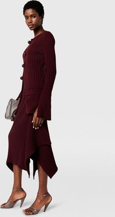 Stella McCartney Knit Kick-Flare Midi Skirt, Woman, Bordeaux, Size: XS