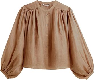 Summum Femme, Blouses et Chemises, Brun, Taille: 40 FR Blouse Ramie