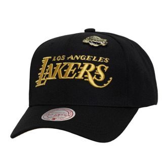Mitchell & Ness NBA Pinned Gold Pro Crown Snapback Cap Los Angeles Lakers Black
