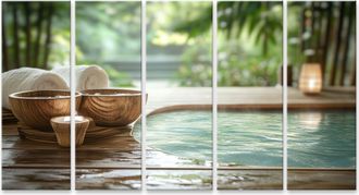 Islandburner Bild auf Leinwand Wellness Oase mit Bambus und Kerzenlicht Bilder Wandbilder Poster