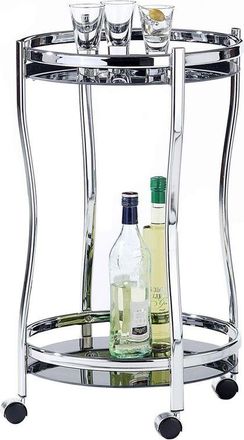 IDIMEX Chariot de service vega, en métal chromé et verre trempé noir