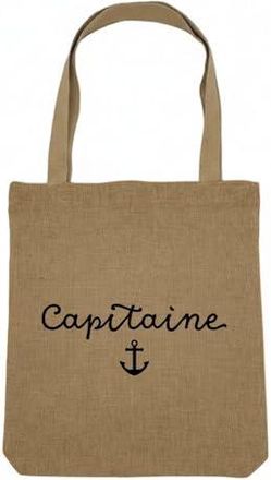 Fabulous Sac Shopping Tote Bag Aspect Lin - Capitaine Femme Marine Mer Eau - Sac de Courses Toile Epaisse 360g Beige Naturel Cabas Port&eacute; Epaule Solide Imprim&eacute; 