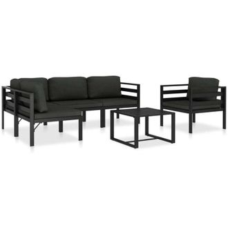 vidaXL Vidaxl - Salon de jardin 6 pcs avec coussins Aluminium Anthracite