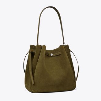 Tory Burch Damen Gro&szlig;e Romy Bucket Bag aus Wildleder