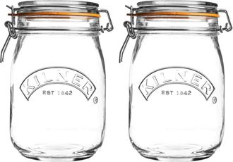 Rayware Kilner Einmachglas mit Bügelschluss, rund, 1 Liter, transparent, 2 Stk